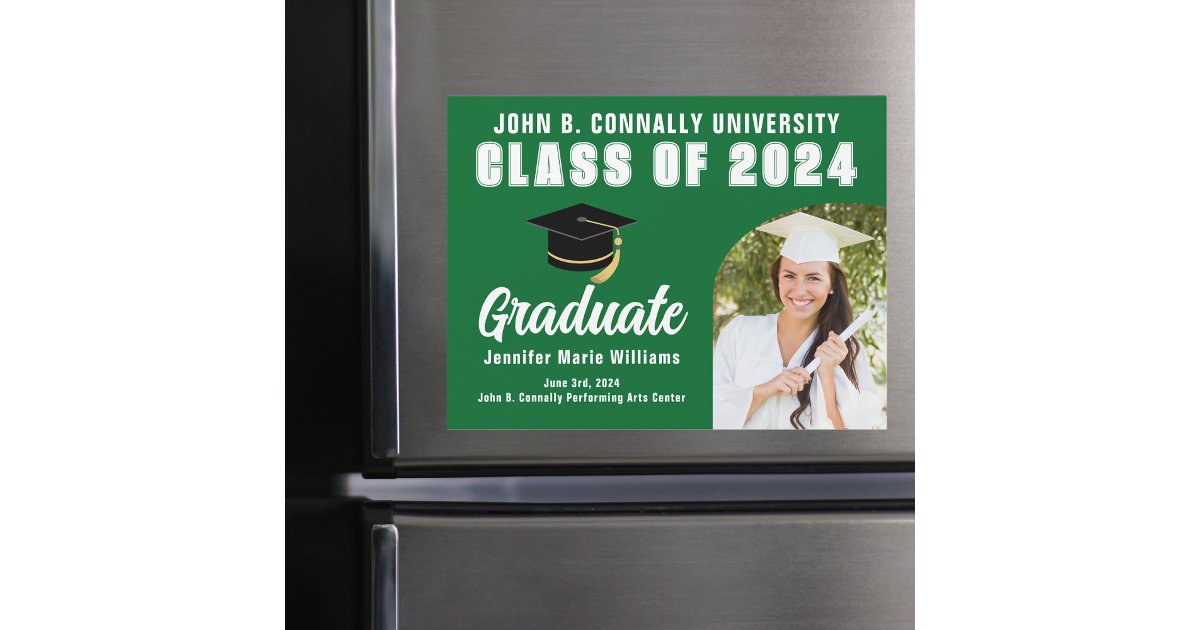 Green Graduate Photo Graduation Magnetic Card | Zazzle
