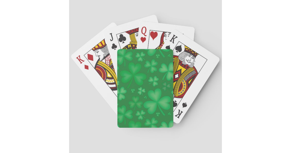 Green Irish Shamrock Playing Cards | Zazzle