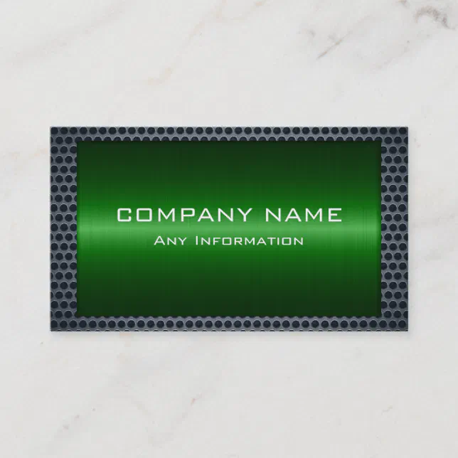 Green Metallic Grey Steel Metal Hole Look Business Card | Zazzle