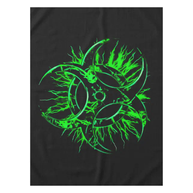 Green on black biohazard toxic warning sign symbol tablecloth | Zazzle