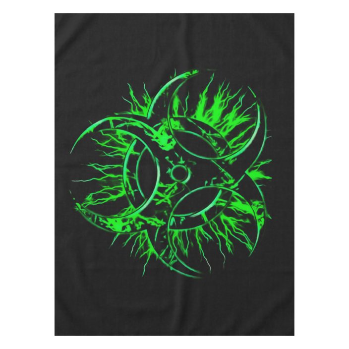 Green on black biohazard toxic warning sign symbol tablecloth | Zazzle ...