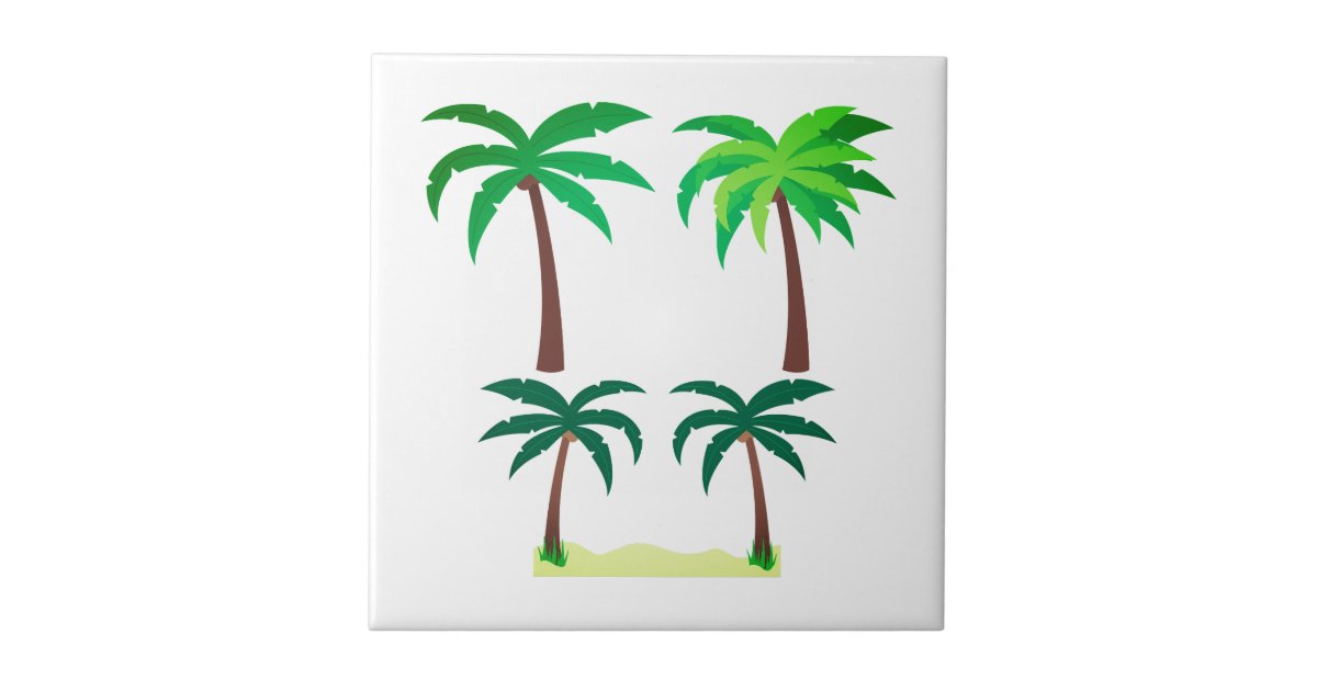 Green Palm Trees Summer Tile | Zazzle