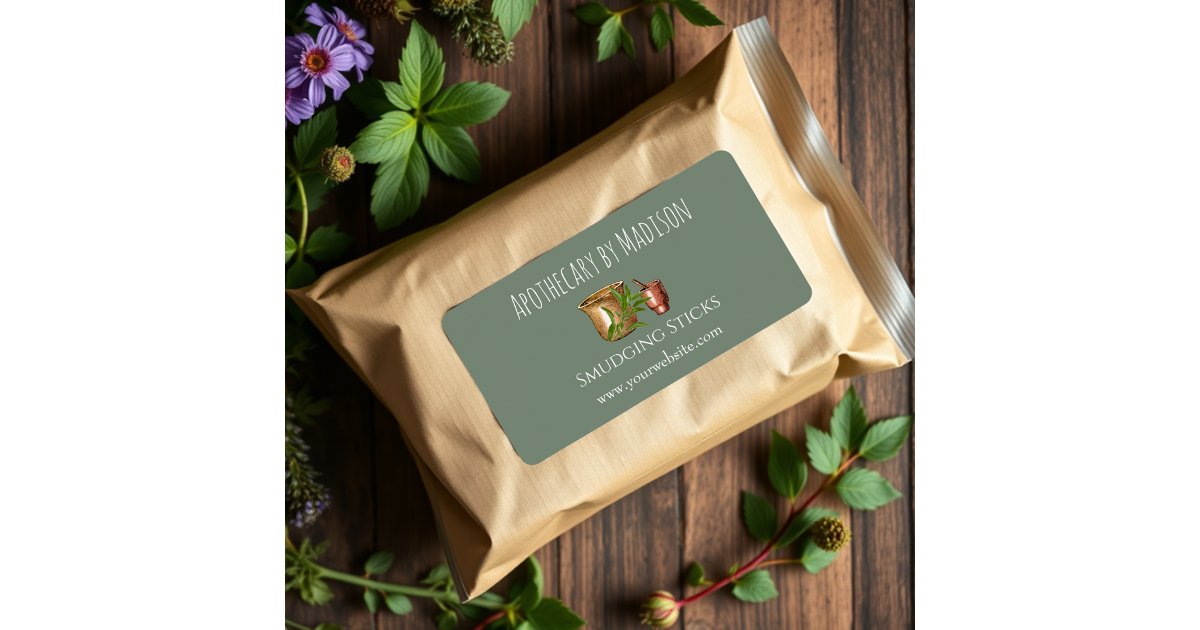 Green | Sage Smudge Stick Product Labels | Zazzle