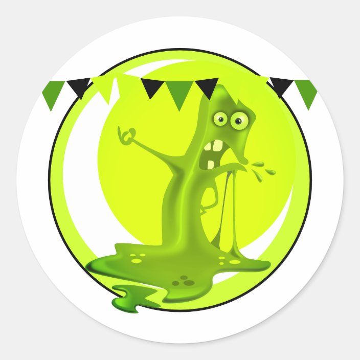 Green Slime Monster Bunting Flags Funny Classic Round Sticker | Zazzle ...
