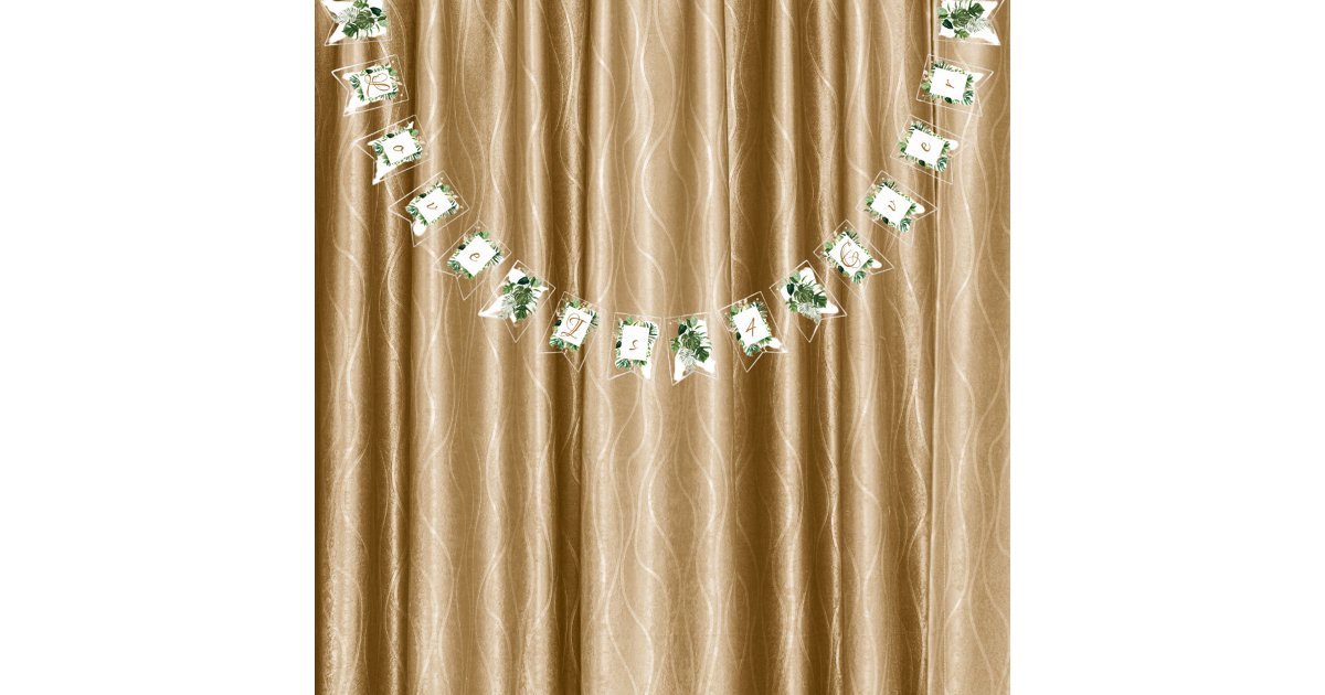 Green Tropical Leaves Wedding Décor Bunting | Zazzle