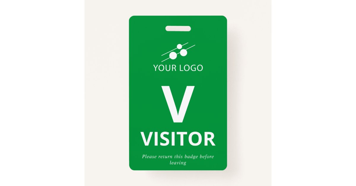 Green White Add Your Logo Visitor Badge ID Badge | Zazzle
