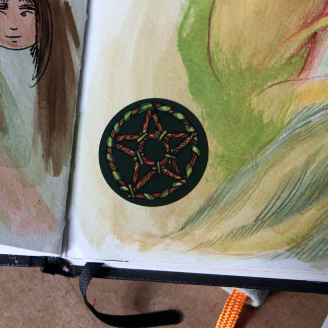 Green Witch Pagan Pentacle Nature Wicca Classic Round Sticker | Zazzle
