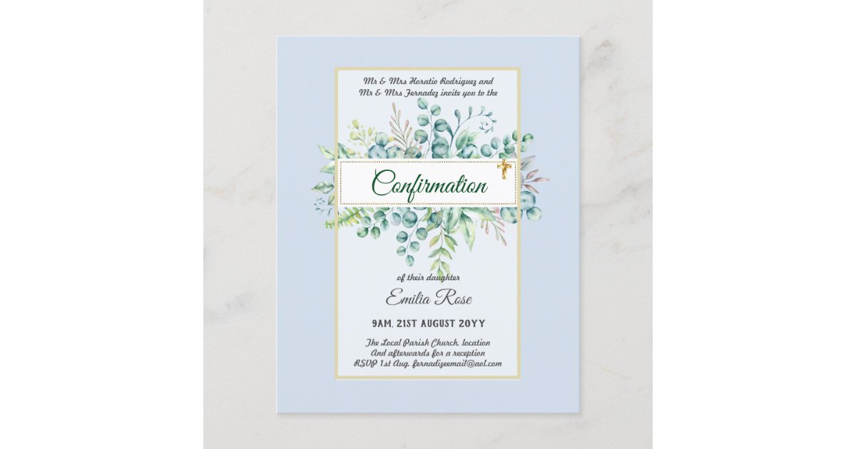 Greenery CONFIRMATION Invite Modern Double Sided Flyer | Zazzle