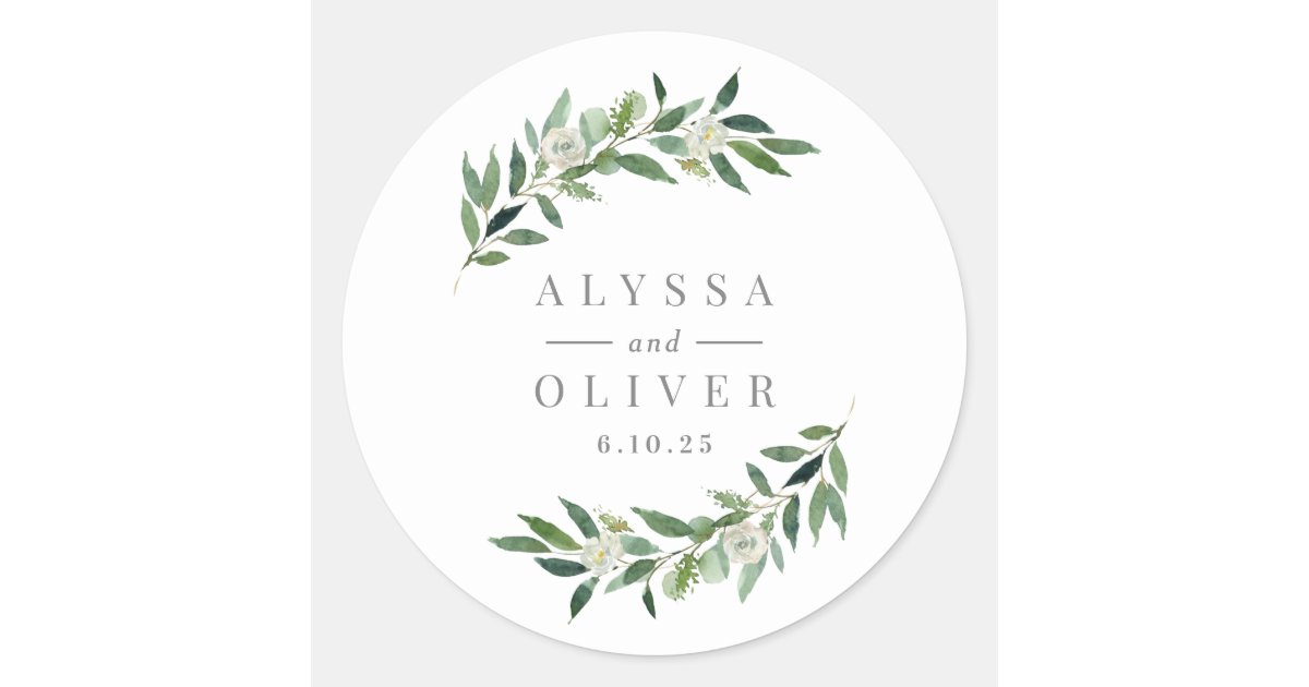 Greenery Wedding Stickers | Zazzle