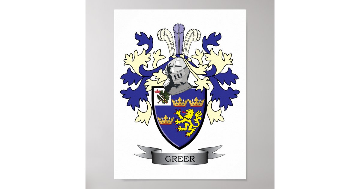 Greer Family Crest Coat of Arms Poster | Zazzle