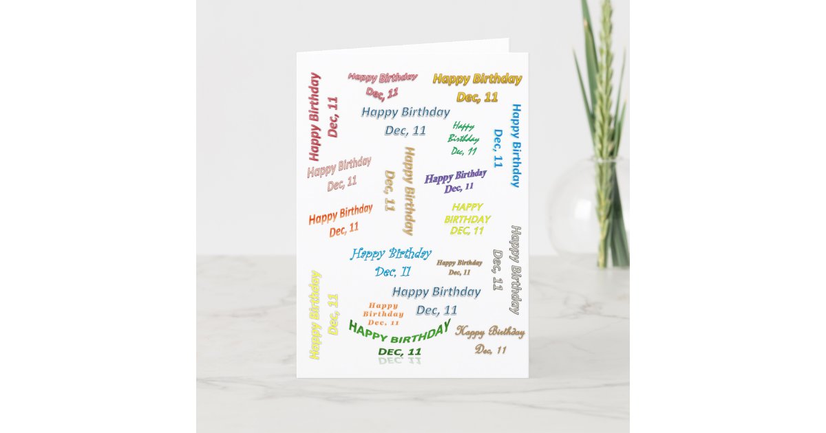 Greeting Card December, 11 Birthday | Zazzle