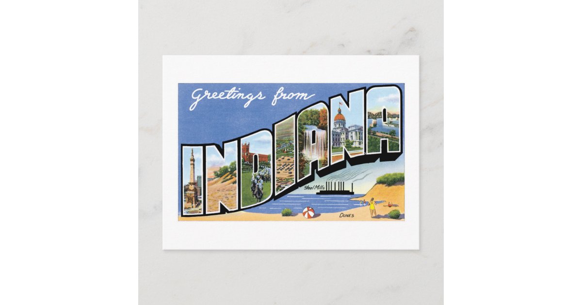 Greetings from Indiana! Postcard | Zazzle