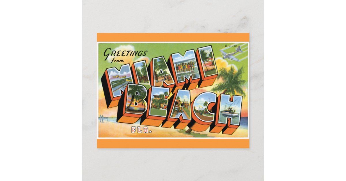 Greetings from Miami Beach Postcard | Zazzle