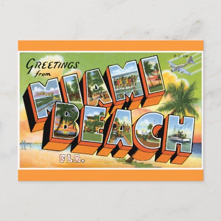 Greetings from Miami Beach Postcard | Zazzle.co.uk