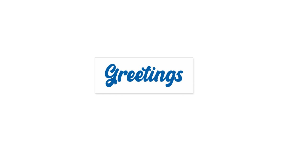 Greetings in vintage retro font self-inking stamp | Zazzle