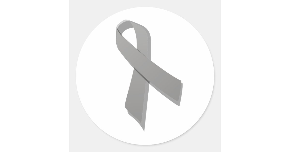 grey awareness ribbon classic round sticker | Zazzle