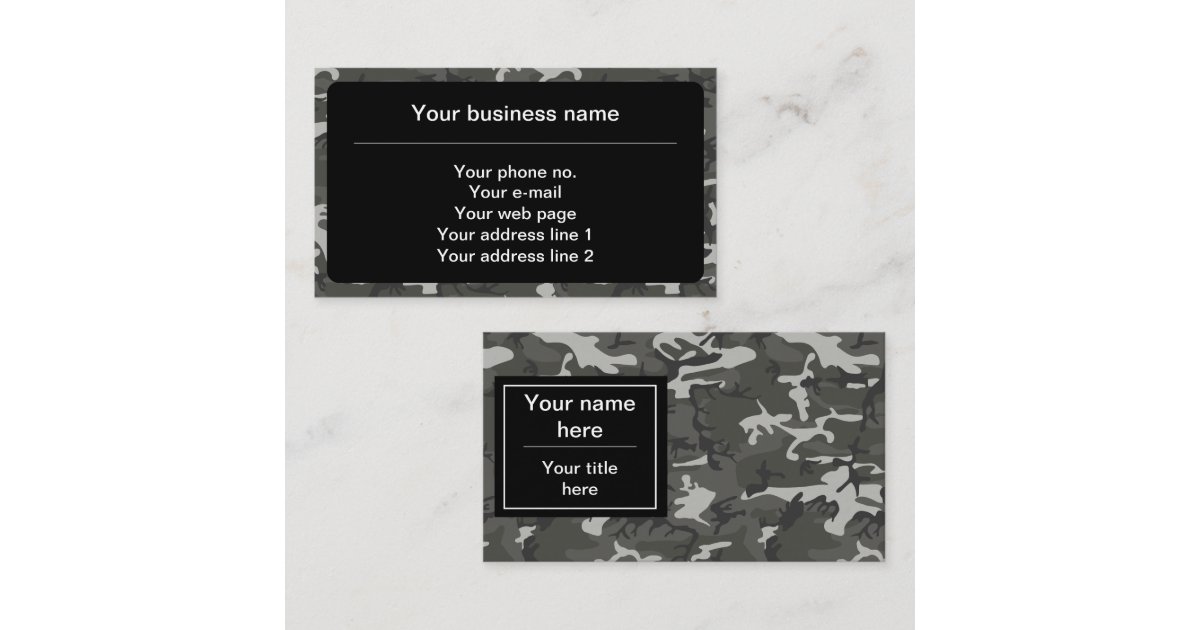 Grey Camouflage Pattern, Military Pattern, Army Business Card | Zazzle