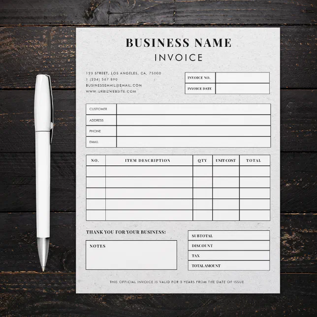 Grey Kraft Earthy Custom Business Invoice Receipt Custom Letterhead ...