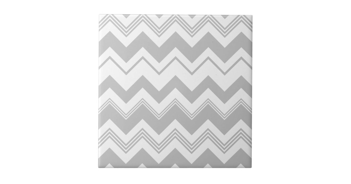 Grey White Chevron Pattern Tile | Zazzle