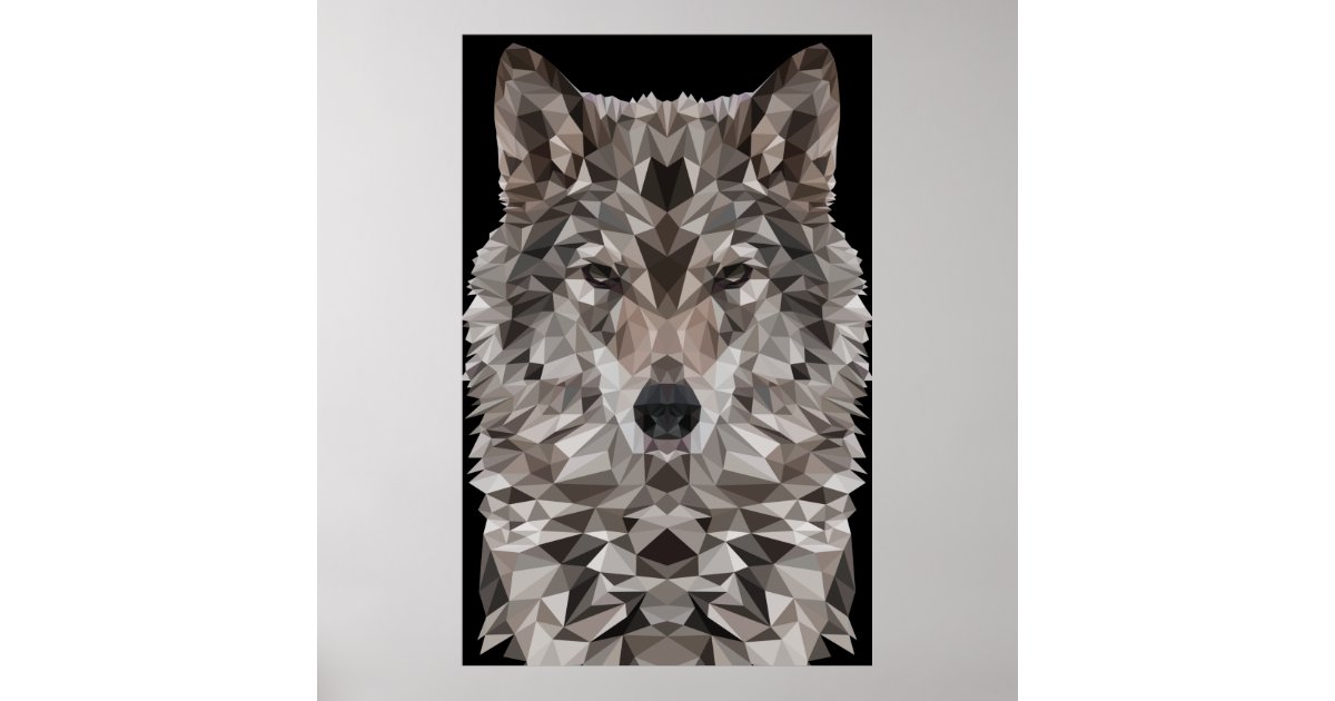 Grey Wolf Geometric Portrait Poster | Zazzle