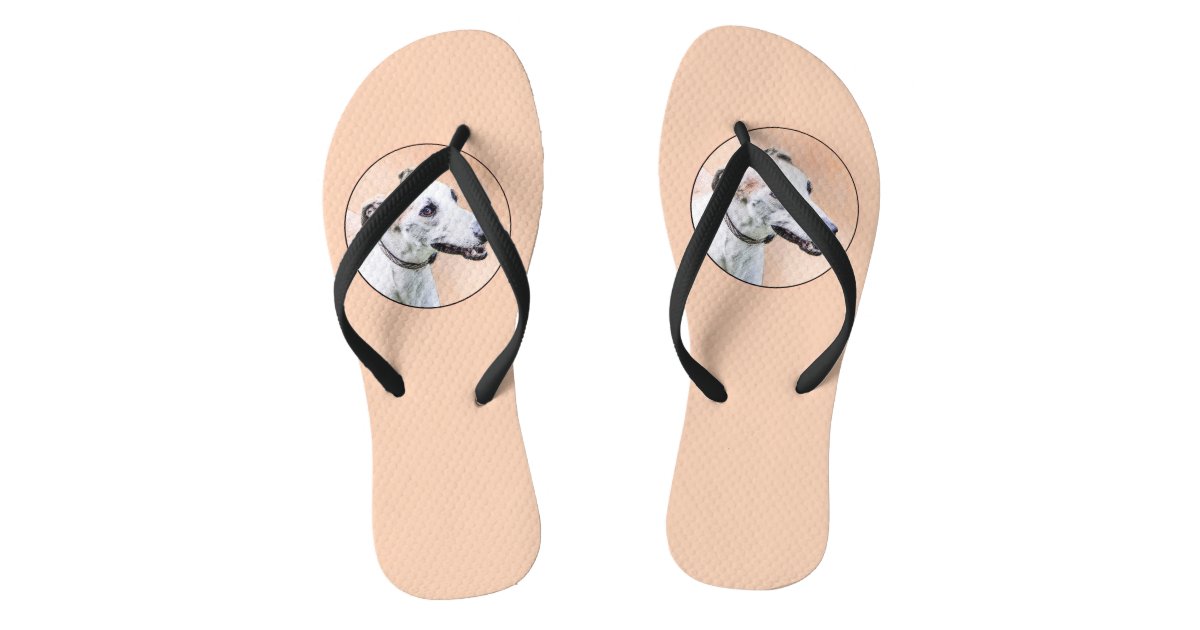 Greyhound Painting - Cute Original Dog Art Flip Flops | Zazzle