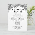 Greyscale of Roses and Glitter Bachelor Party Invitation | Zazzle
