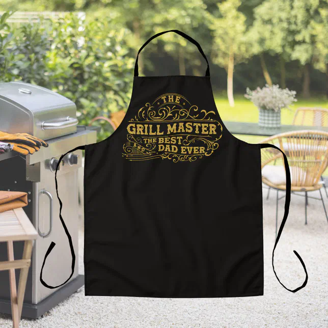 Grill Master and Best Dad Ever Fathers Day Black Apron | Zazzle