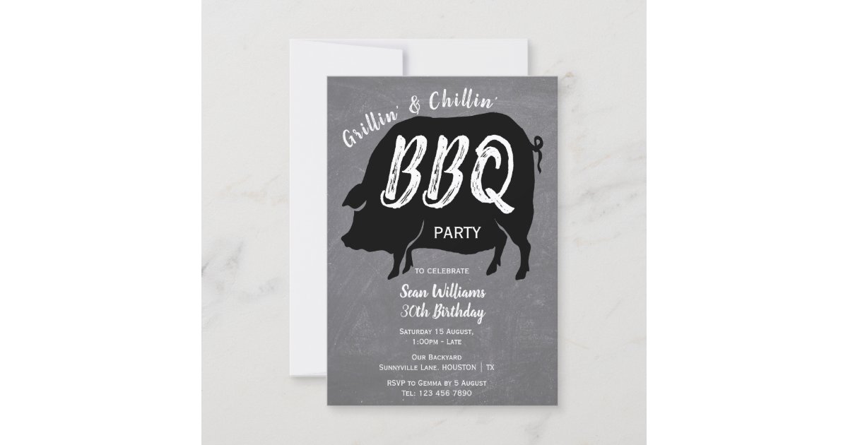 Grillin' And Chillin' BBQ Birthday Party Invitation | Zazzle