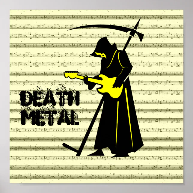 Grim Reaper Guitar ☠️Gothic Skull Design Poster | Zazzle