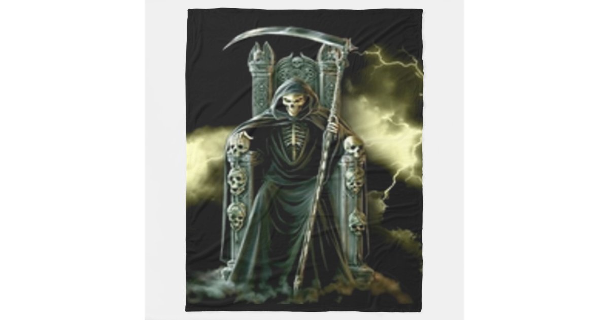 GRIM REAPER on HIS THRONE Fleece Blanket | Zazzle