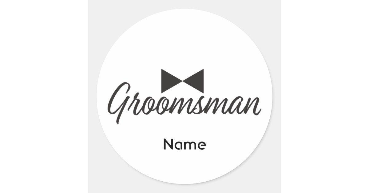 Groomsman text and Bow tie Classic Round Sticker | Zazzle