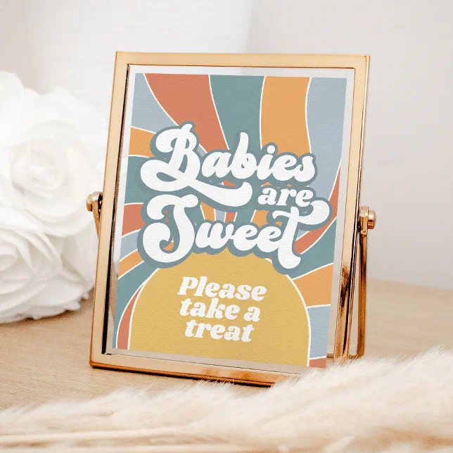 Groovy Babies are Sweet Please Take A Treat Shower Poster | Zazzle