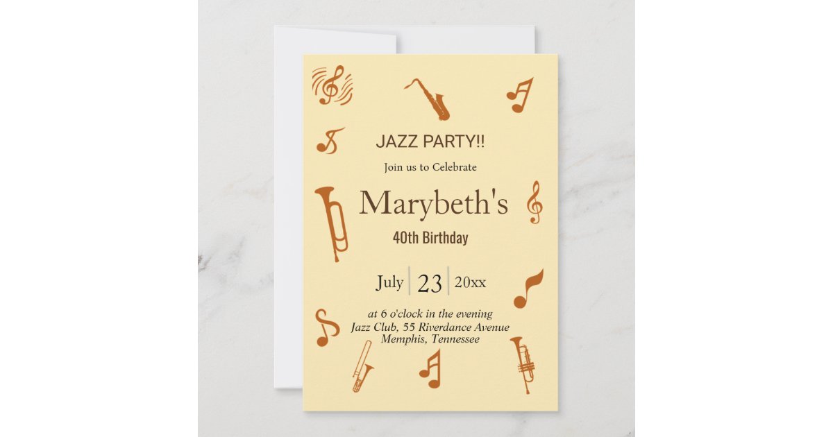 Groovy Jazz Themed Birthday Invitation | Zazzle
