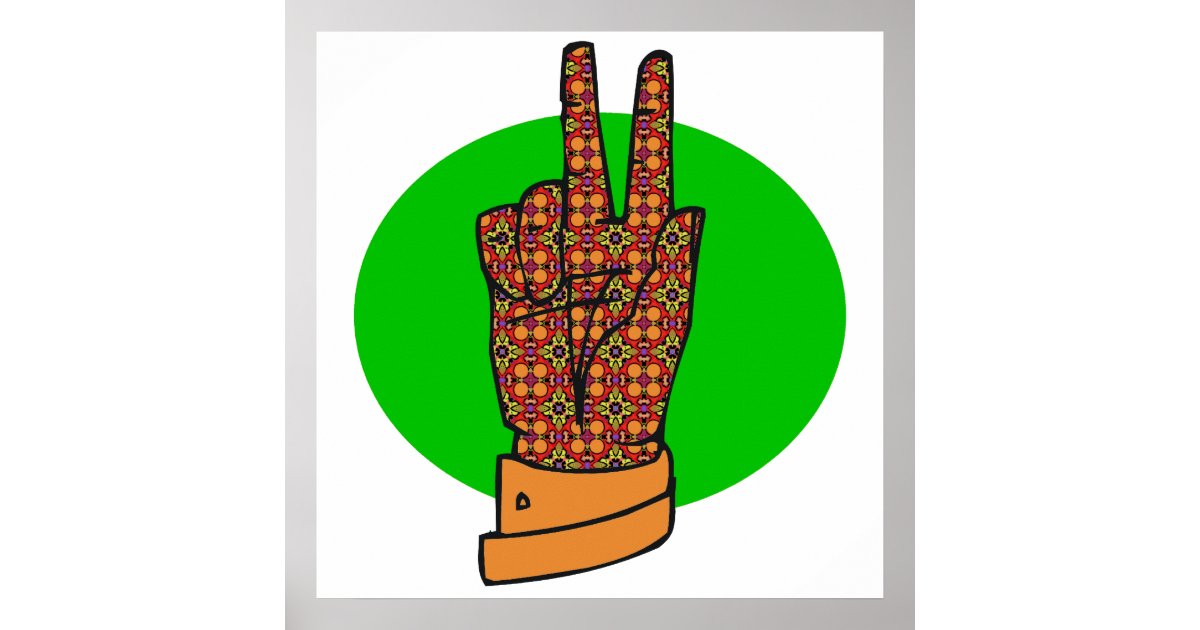 Groovy Peace Hand Symbol Vintage Poster 60s 70s | Zazzle