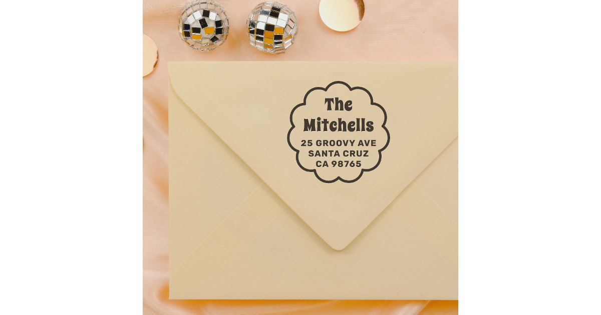 Groovy Retro Daisy Frame Family Return Address Self-inking Stamp | Zazzle