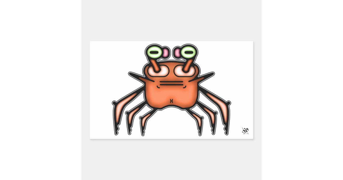 Grumpy odd crab v3 rectangular sticker | Zazzle