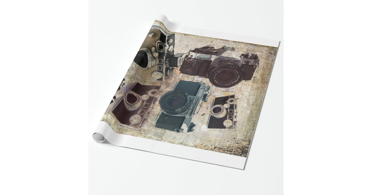 Grunge photographer photography Vintage Camera Wrapping Paper | Zazzle