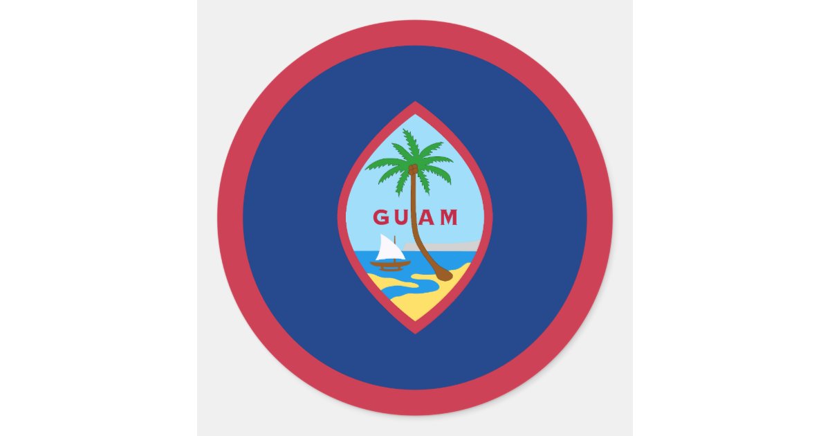 Guam Flag Classic Round Sticker | Zazzle