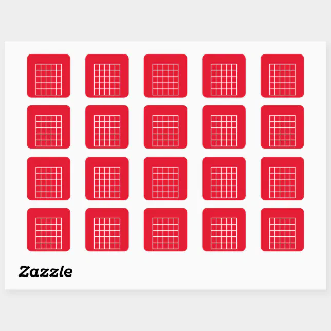 Guitar Chord Chart Template | Red/White Square Sticker | Zazzle