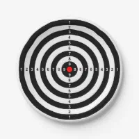 gun shooting range bulls eye target symbol paper plate