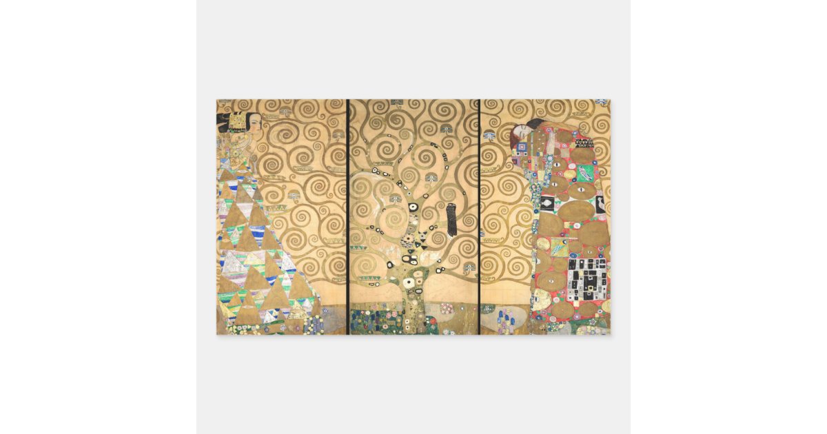 Gustav Klimt - Stoclet Frieze Tree of Life Rectangular Sticker | Zazzle