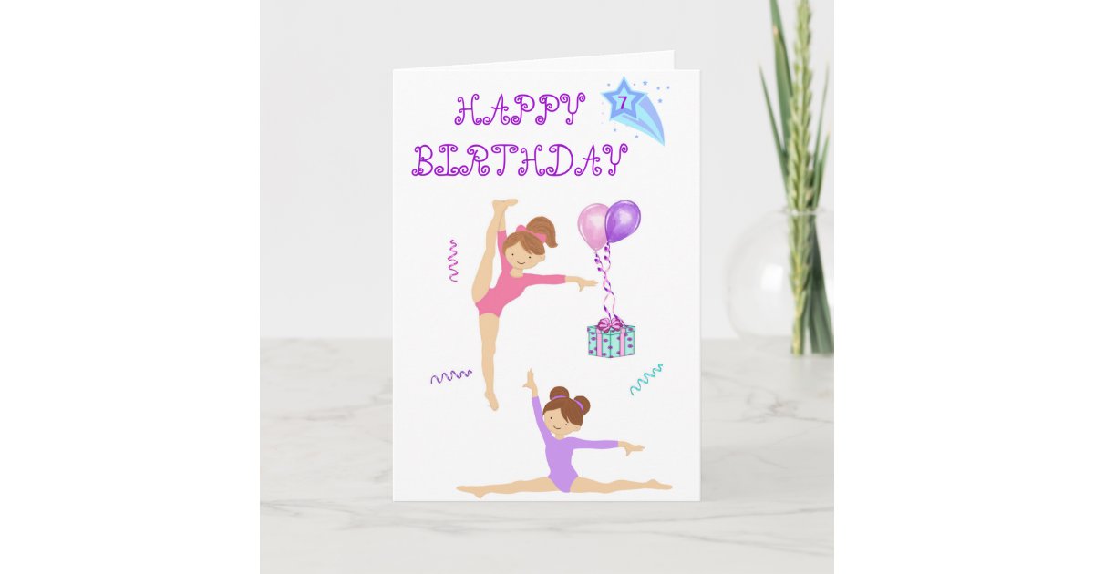 Gymnastics birthday card personalised | Zazzle