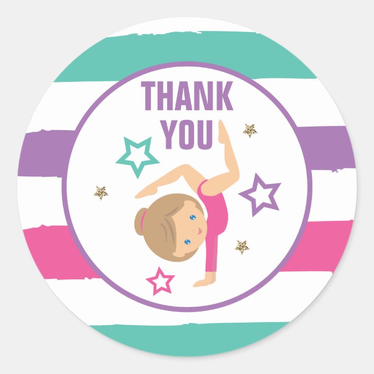 Gymnastics Birthday Thank You Favour Classic Round Classic Round ...