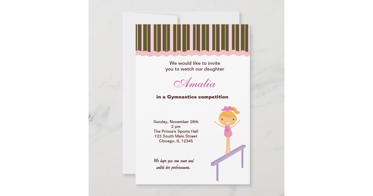 Gymnastics Competition Invitation | Zazzle