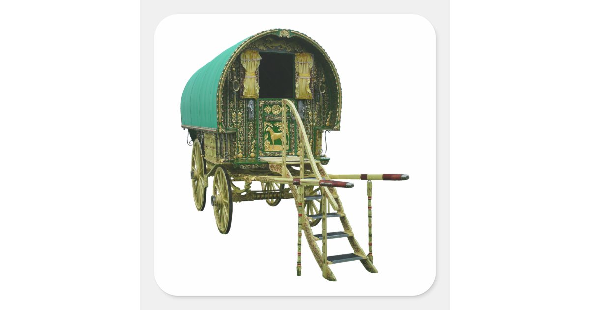 Gypsy bowtop caravan square sticker | Zazzle