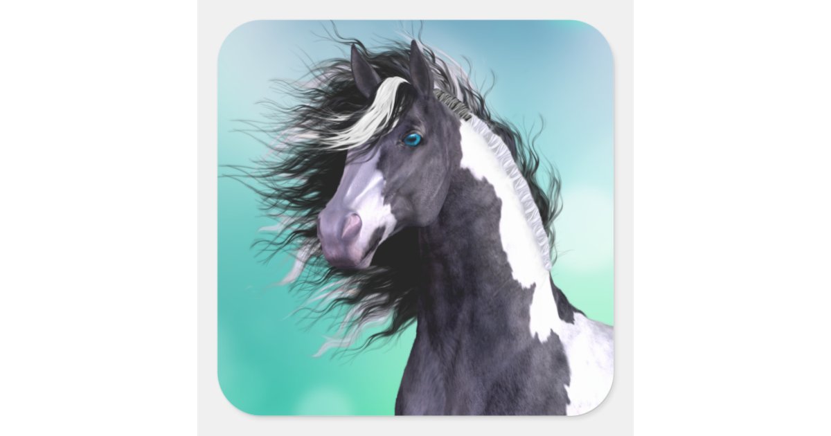 Gypsy Vanner Horse Large Square Stickers | Zazzle