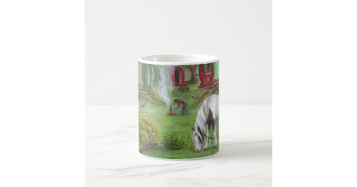 Gypsy wagons and horses coffee mug | Zazzle