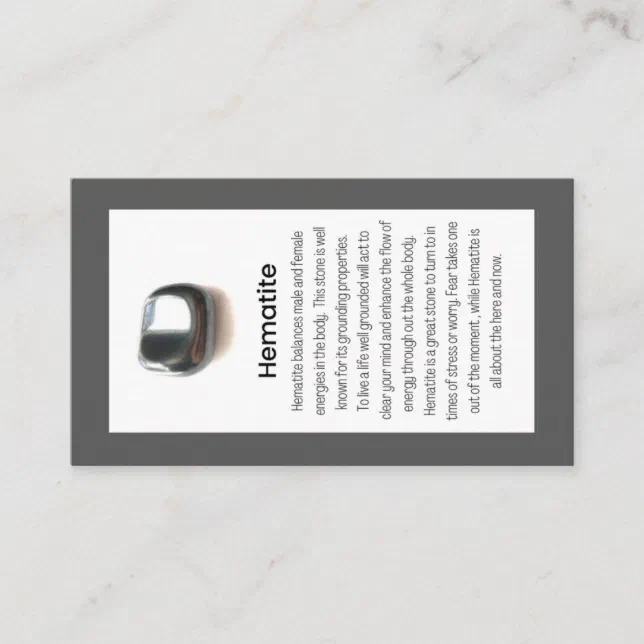 Haematite Quartz Crystal Meaning Jewellery Display Business Card | Zazzle