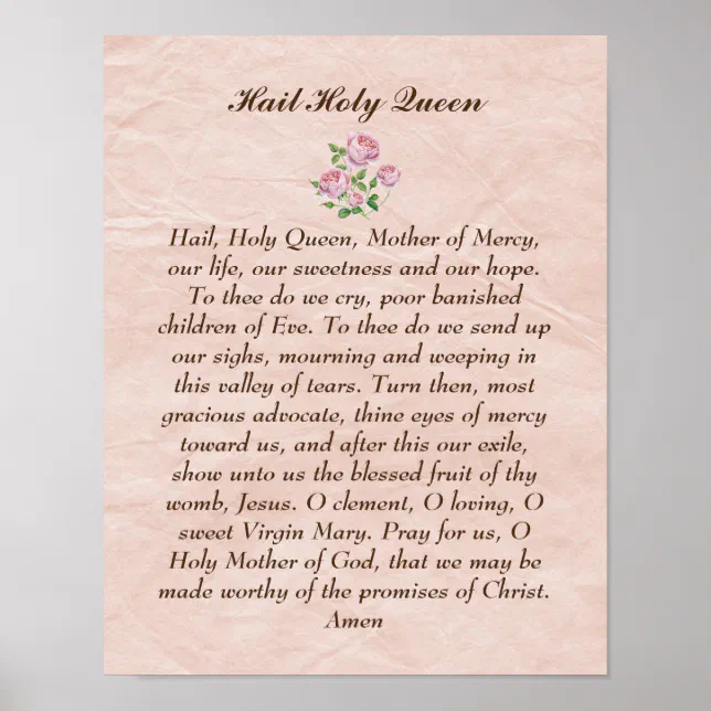 Hail Holy Queen Catholic Prayer Christian Poster | Zazzle