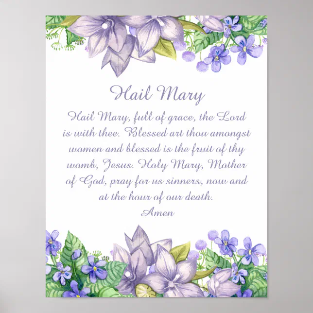 Hail Mary Catholic Prayer Christian Poster | Zazzle